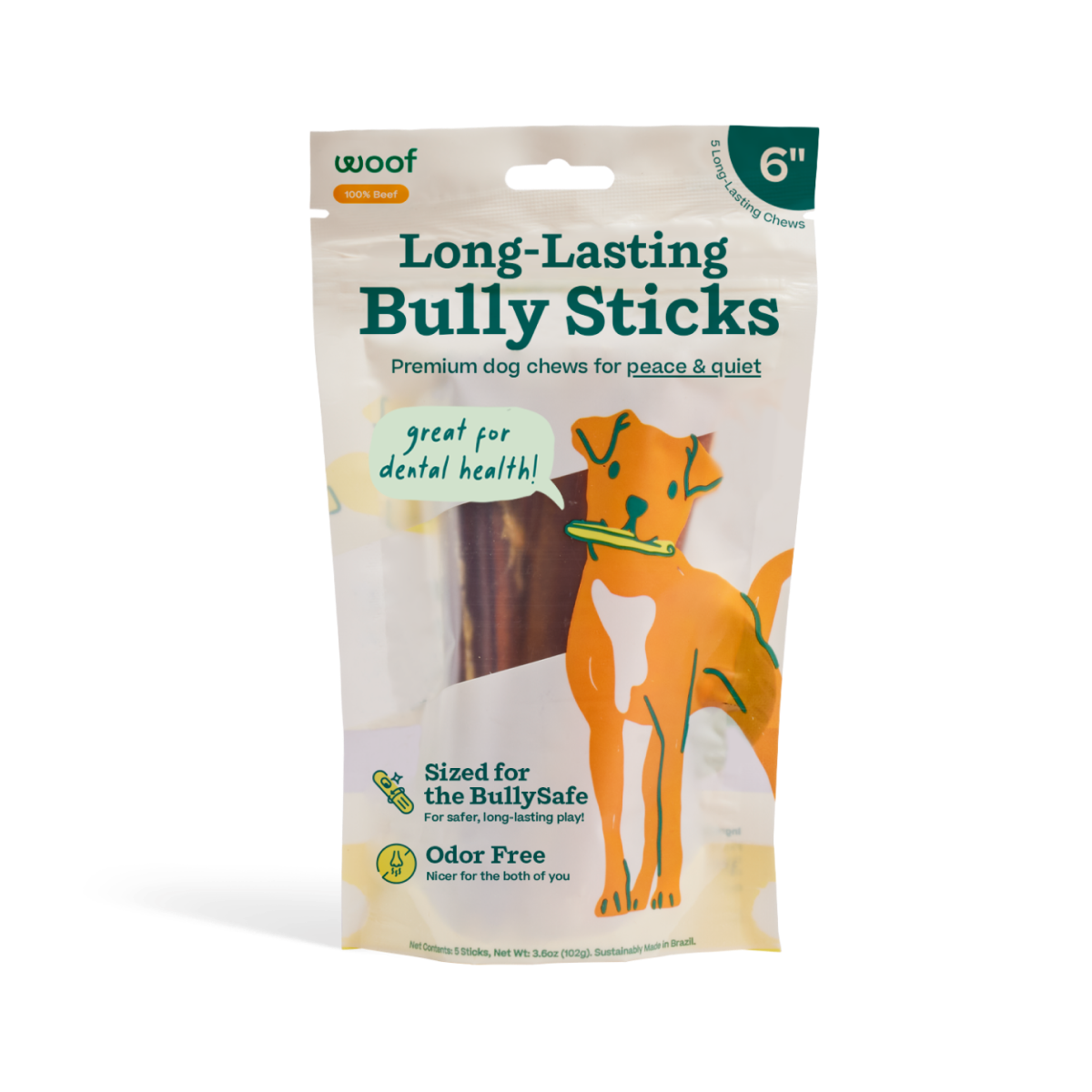 BullySafe Chews - BullySticks: Beef / 6-inch 5 pack – K9 Tactical Gear